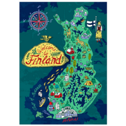Illustrated Map Of Finland Travel Sticker