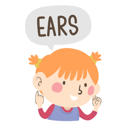 Illustration Of A Girl Pointing To Ears Sticker