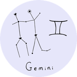 Illustration Of Gemini Zodiac Sign In Doodle Sticker