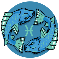 Illustration Of Pisces Zodiac Fish Blue Sticker