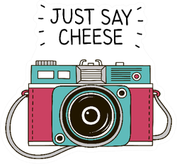 Illustration Photo Camera "Just Say Cheese" Sticker