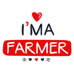 I'm A Farmer Lettering With Hearts Sticker