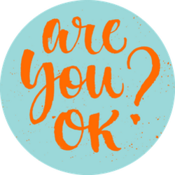 Ink And Brush "Are You Ok?" Blue And Orange Sticker