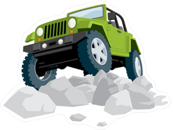 Jeep Driving Over Rocks Sticker