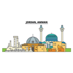 Jordan, Amman City Skyline Colorful Sticker