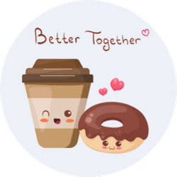 Kawaii Cartoon Coffee And Donut "Better Together" Sticker