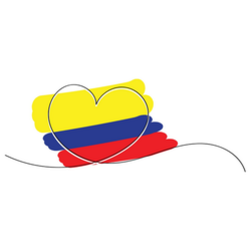 Line Art Of Heart With Colombian Flag Sticker