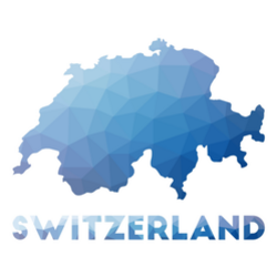 Low Poly Map Of Switzerland Blue Sticker