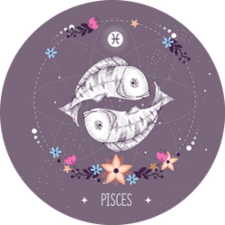 Modern Magic Purple Pisces Zodiac Sticker