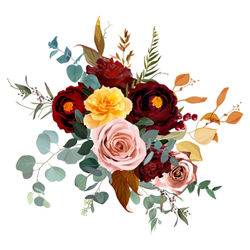 Mustard Yellow And Dusty Pink Fall Roses Sticker