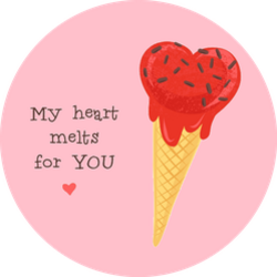 My Heart Melts For You Heart Ice Cream Cone Sticker