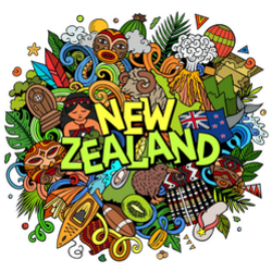New Zealand Cartoon Doodle Sticker