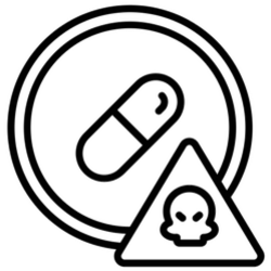 Overdose Icon. Line Art Style Sticker