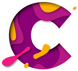 Paper Cut Letter C Sticker