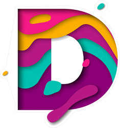 Paper Cut Letter D Sticker