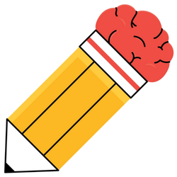 Pencil Brain Icon Sticker