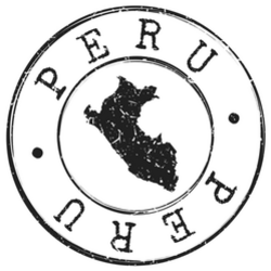 Peru Map Silhouette Postal Stamp Sticker