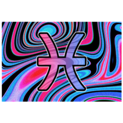 Pisces Zodiac Sign Funky Trippy Sticker
