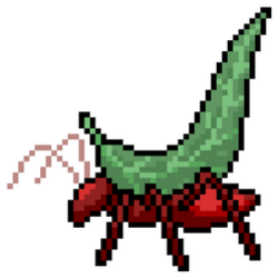 Pixel Art Ant Carrying Leaf Sticker