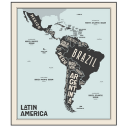 Poster Map Of Latin America Brazil Sticker