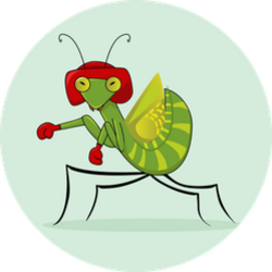 Praying Mantis Boxing Mascot On Blue Sticker