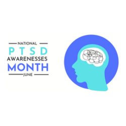 Ptsd Awareness Month With Blue Ribbon Stiicker