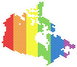 Rainbow Dotted Canada Map Sticker