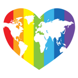 Rainbow Heart With A Map Of The World Pride Sticker