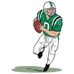 Running Football Player Cartoon Sticker