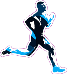 Running Man, Abstract Blue Silhouette Sticker
