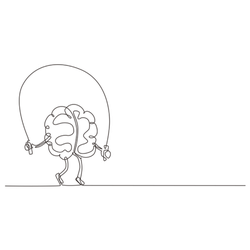 Single Continuous Line Drawing Brain Rope Jumping Sticker