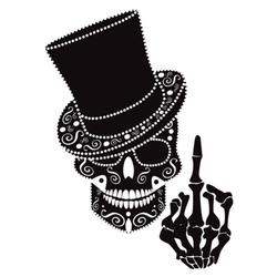 Skull Icon Gentleman With Middle Finger Sticker