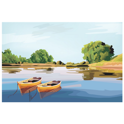 Small Boats on a Lake Sticker