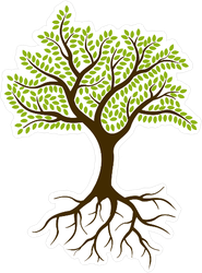 Small Rounded Tree With Leaves And Roots Sticker