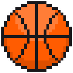 Sports Basketball Ball Pixel Art Icon Sticker