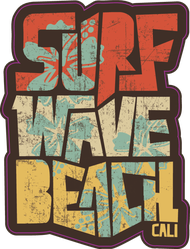 Surf Vintage Surf Wave Beach Sticker