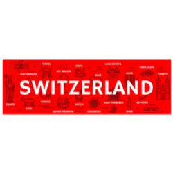 Switzerland Travel Icons Red Poster Sticker