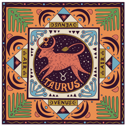 Taurus Zodiac Sign Horoscope Square Illustration Sticker