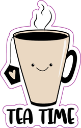 Tea Time - Cute Smiley Tea Mug Sticker
