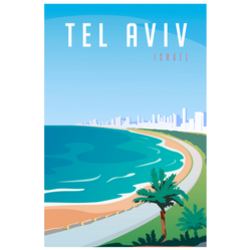 Tel Aviv, Israel Retro Poster Sticker