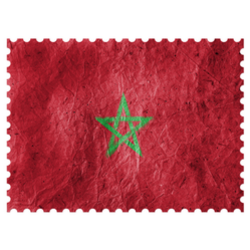 The Moroccan Flag Painted On Paper Postage Stamp Sticker