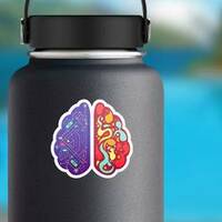 Left And Right Human Brain Colorful Circuit Sticker