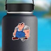 Colorful Illustration Of A Cartoon Grumpy Mechanic Sticker