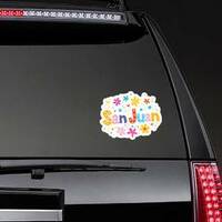 San Juan Lettering Decorative Floral Design Sticker