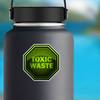 Toxic Waste Green Glowing Octagonal Warning Sign Sticker
