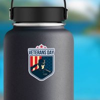 Veterans Day Shield With Soldier Saluting Sticker