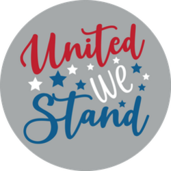 United We Stand Independence Day Lettering Sticker