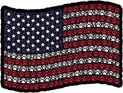 USA Flag Paw Print Sticker