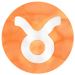 Watercolor Bright Orange Taurus Zodiac Sticker