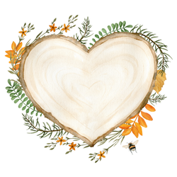 Watercolor Wood Slice Heart Fall Composition Sticker